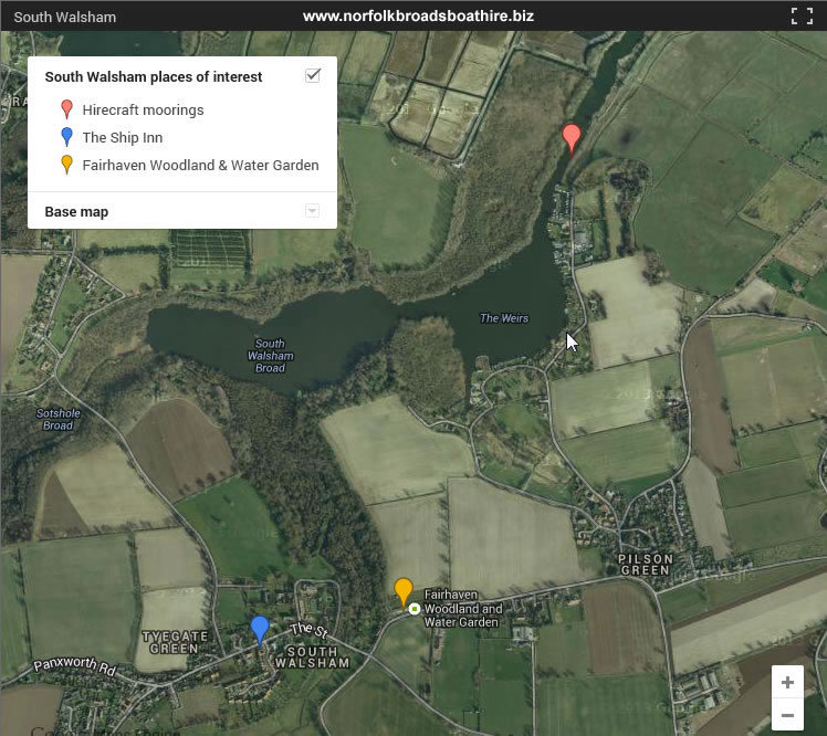 Norfolk Broads Boat Hire map of South Walsham