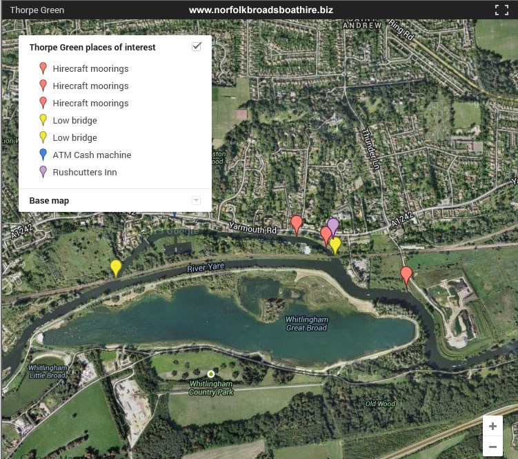 Norfolk Broads Boat Hire map of Thorpe St Andrew
